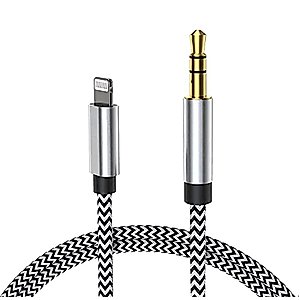 Nylon iPhone Aux Cord for Car, [Apple MFi Certified] Lightning to 3.5mm Headphone Jack Adapter Compatible for iPhone 14/13/12/11/XS/XR/X 8 7/iPad , iPod to Home Speaker/Car Stereo/Headphone (3.3FT)