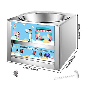 ExGizmo Commercial Cotton Candy Machine,1200W Electric Cotton Candy Machine,Stainless Steel Sweet Sugar Candy Floss Maker for Family Party or Carnivals Festivals