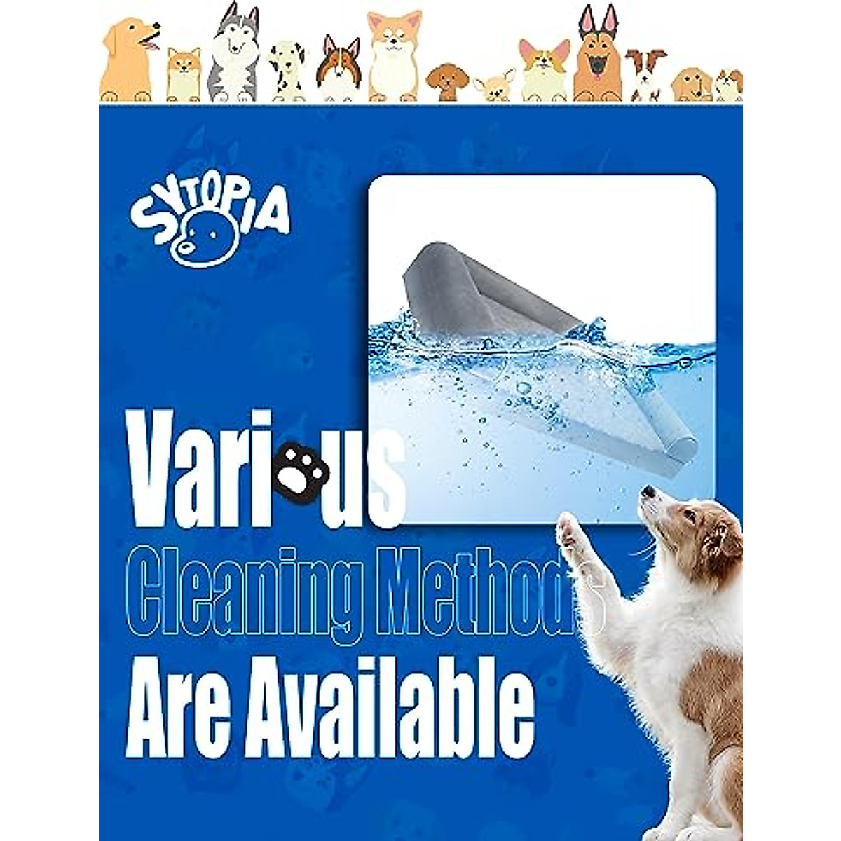 Sytopia Dog Cooling beds chew Proof for Medium Dogs Indestructible Waterproof Washable Dual Side Dog Crate Bed, Dog Couch, Pet Bed with Removable Cover and Nonskid Bottom-Grey L Size