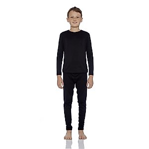 Rocky Thermal Underwear For Boys (Long Johns Thermal Set) Shirt & Pants, Base Layer w/Leggings/Bottoms Ski/Extreme Cold (Black - Small)