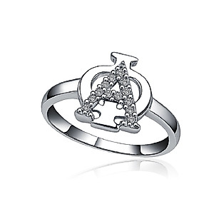 Greek Star Alpha Phi Badge Silver Ring