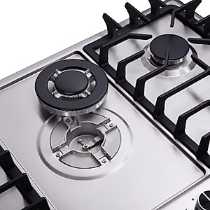 30 Inch Gas Cooktop, Stainless Steel Built-in 5 Burners Gas Stovetop LPG/NG Convertible Gas Stove Top Dual Fuel Gas Hob DM5722