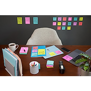 Post-it Super Sticky Notes, 4x6 in, 5 Pads/Pack, 90 Sheets/Pad, Amazon Exclusive Bright Color Collection, Aqua Splash, Acid Lime, Sunnyside, Guava and Iris Infusion