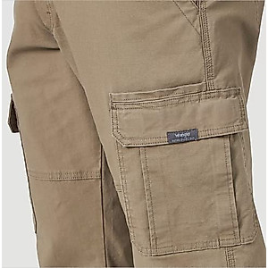 Men's Wrangler Relaxed Fit Flex Cargo Pants Barley Hidden Tech Pocket Straight Leg Flat Front (34x30)