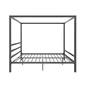 DHP Modern Metal Canopy Platform Bed with Minimalist Headboard and Four Poster Design, Underbed Storage Space, No Box Spring Needed, King, Gunmetal Gray
