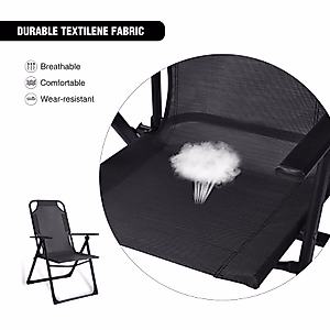 REDCAMP Set of 2 Folding Patio Lounge Chairs, High Back Reclining Lawn Chairs with 9 Levels Adjustable Backrest for Outdoor Camping Backyard Pool Porch, Black