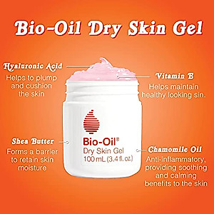 Bio-Oil Dry Skin Gel, Face and Body Moisturizer, Fast Absorbing Hydration, with Soothing Emollients and Vitamin B3, Non-Comedogenic, 6.7 Fl oz