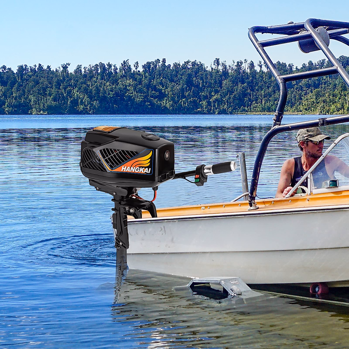 Electric Outboard Motor,5HP Brushless Motor Boat Engine,Outboard Boat Motors,Ideal for Fishing, Boating | 48V, 1200W