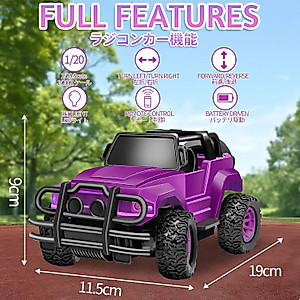 Remote Control Car for Kids, 1:20 Scale Rc Trucks for Boys Age 4-7, Purple & Pink & Blue Truck Cars Toys for Ages 5-7 8-13 Boys Girls Birthday Gift, More Ideas to Play with Lights,Stickers,Role