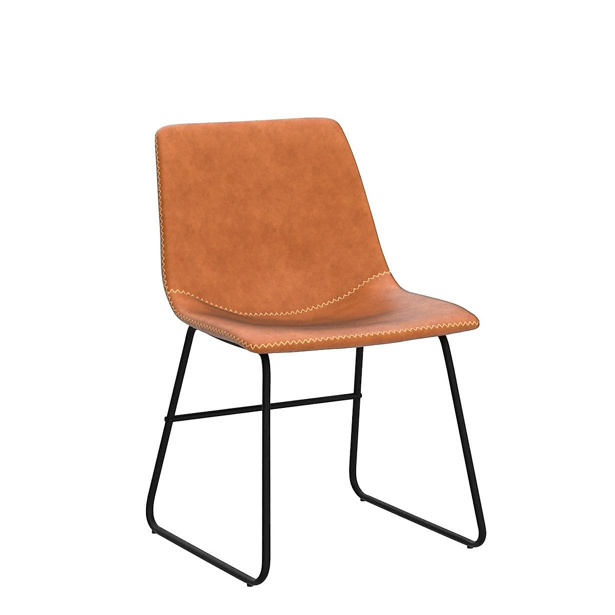 Soohow Set of 2, Kitchen Room Mid Century Midcentury Modern Faux Leather Comfortable, Home, Bistro Coffee Shop, 18" Dining Chairs 2 PCS, Whiskey Brown