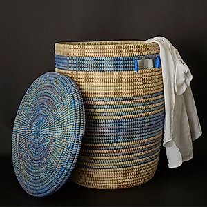 Senegalo Medium Storage Basket Blue Stripe