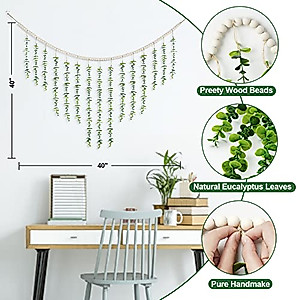 Yastouay Clearance 40" Artificial Eucalyptus Hanging Wall Decor with 6.56Ft Light Boho Wall Decor Wooden Beads Garland Fake Eucalyptus Plant Faux Fake Greenery Vines for Bathroom Bedroom Nursery