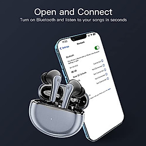 GEEKTOP Wireless Earbuds, 60H Playtime Bluetooth Headphones Built in Noise Cancellation Mic with Charging Case, Stereo Sound in-Ear Ear Buds for iPhone/Android and Pods