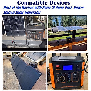 PolyEnergy Solar Connector to 8mmDC Power Plug with DC 5.5x2.1mm Converter Cable 100W 200W Solar Panel Portable Solar Panel for Solar Generator Portable Power Station 12AWG Flexible and Heavy Gauge