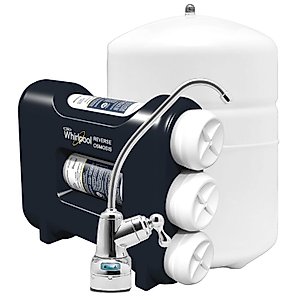 Whirlpool WHAROS5 Reverse Osmosis (RO) Water Filtration System With Chrome Faucet | Extra Long Life | Easy To Replace UltraEase Filter Cartridges, 14" deep x 13" wide x 15 inches tall, Blue
