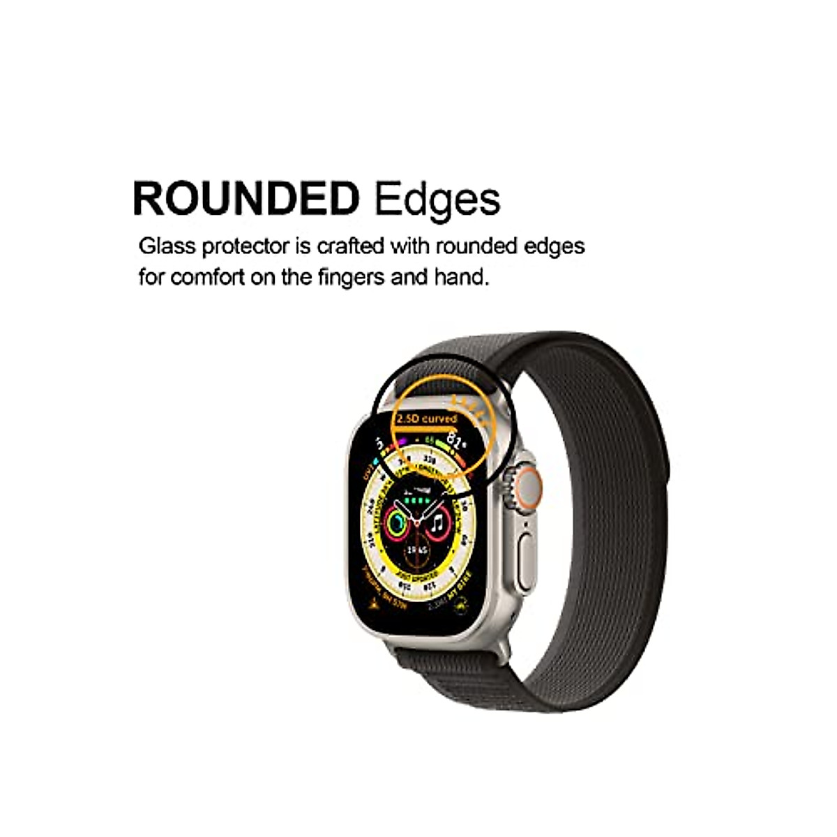 Supershieldz (3 Pack) Designed for Apple Watch Ultra 2 (49mm) / Apple Watch Ultra (49mm) Tempered Glass Screen Protector, Anti Scratch, Bubble Free