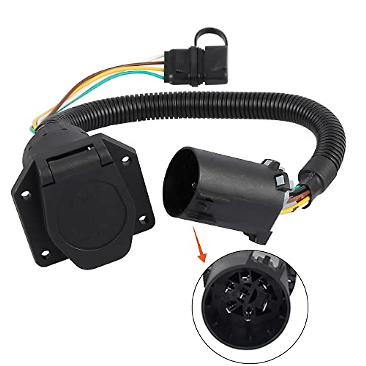 Newparts 7 Pin to 7 Way Blade and 4 Way Flat Vehicle-Side Trailer Wiring Adapter Compatible with Ford Chevy Dodge Ram GMC Sierra Grand Cherokee USCAR Socket Required Trailer Connector Wiring Harness