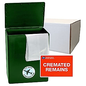 TSA Approved Fly-Safe and Temporary Travel Cremation Urn Kit for Human Ashes - Airline Friendly - 200 Cubic Inch Capacity - Airline-Ready Green Plastic Urn with Included Travel Box