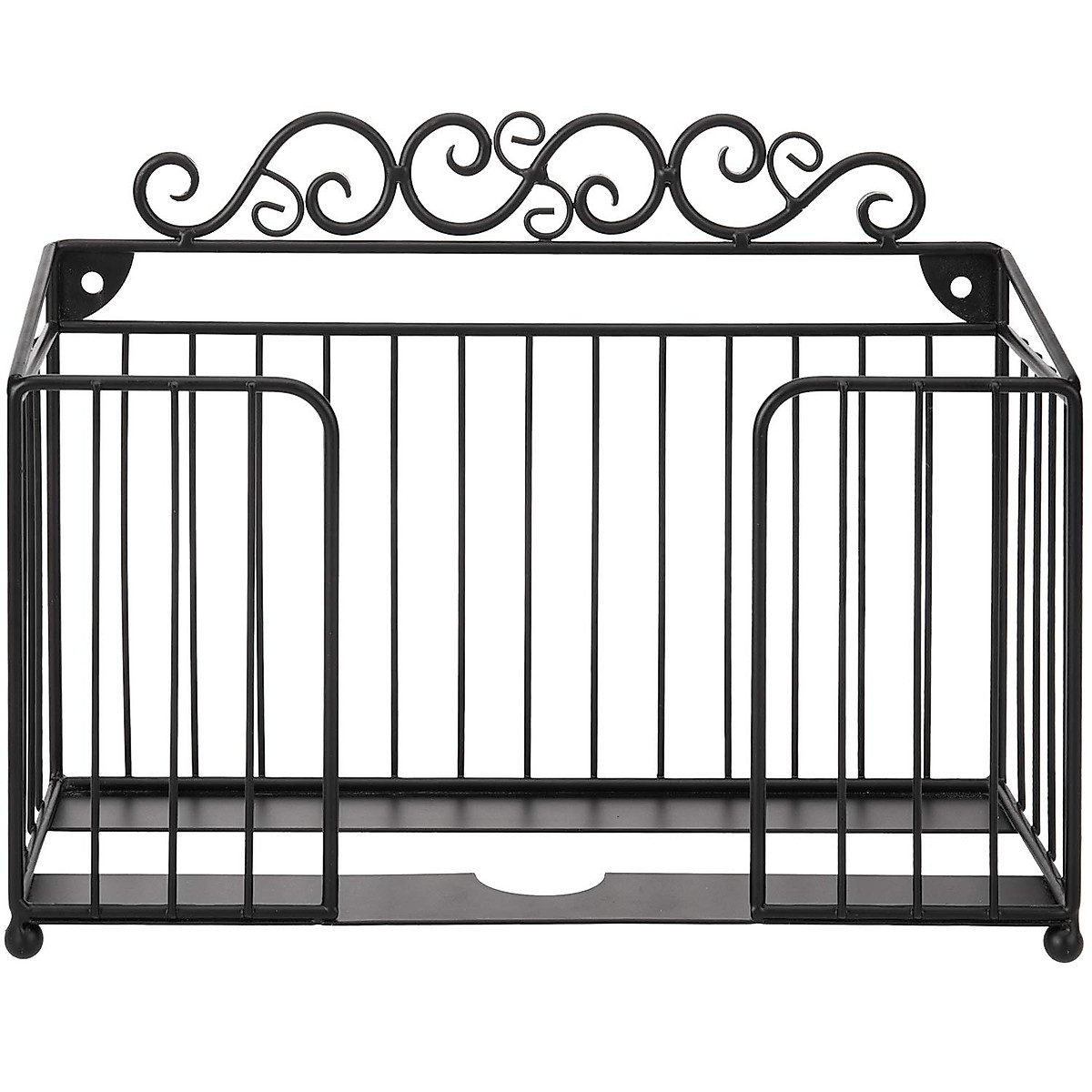 MyGift Black Metal Bathroom Paper Towel Holder with Scrollwork Design, Trifold Z-Fold Dispenser, Wall Mounted Commercial Folded Disposable Paper Towel Rack