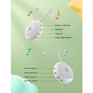 JolyWell White Noise Machine - Portable Sound Machine for Baby & Adult, Baby Sound Machine with Night Light, Powerful Battery, 20 Soothing Sounds, Noise Canceling for Sleeping, Travel & Office, White