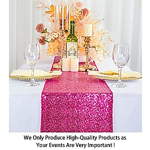 ShinyBeauty Hot Pink Table Runners Pack of 2 Sequin Table Runners 12inx108in Table Runners for Weddings Fuchsia Glitter Table Runner for Party Fall Dining Table Runner