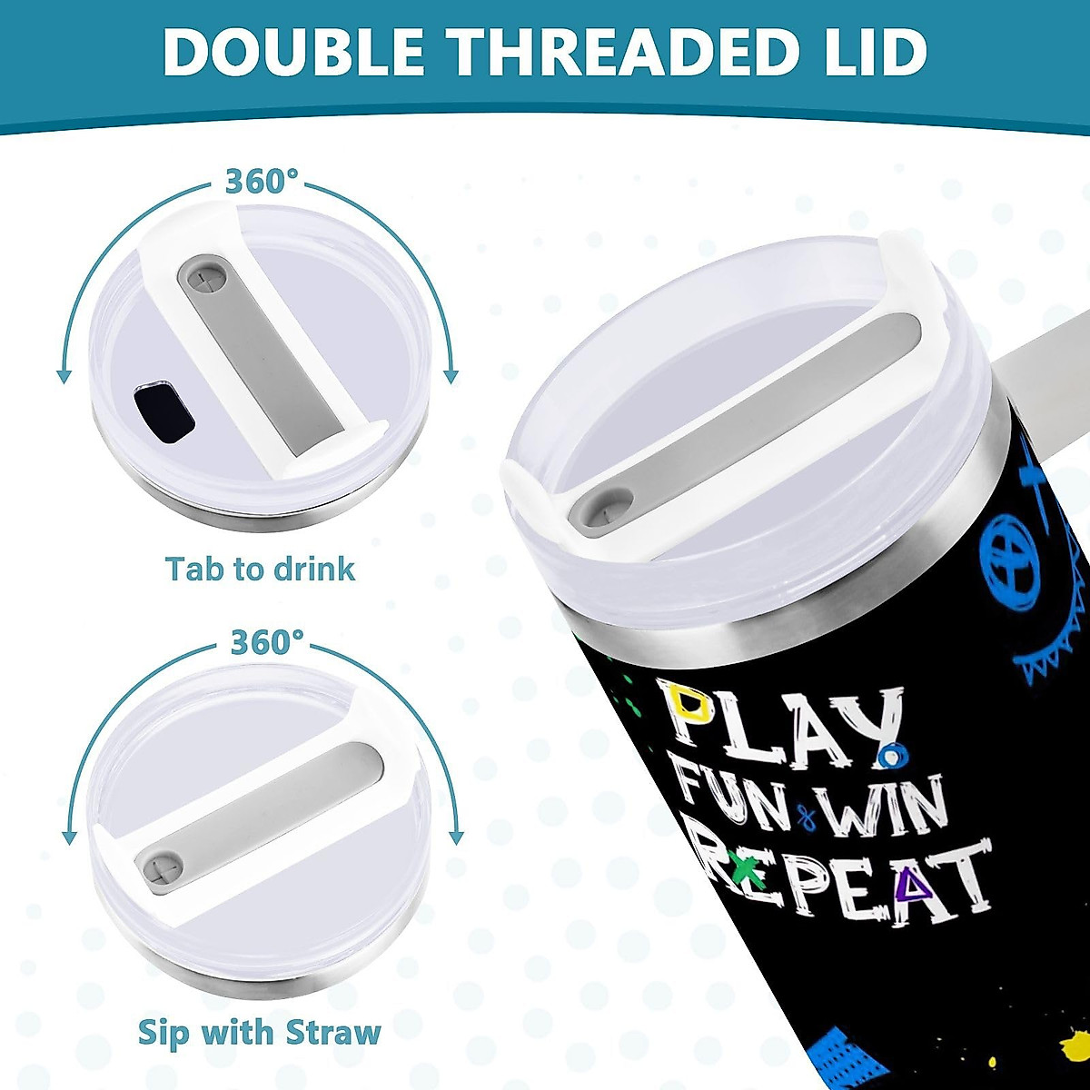 RPLIFE Abstract Gamepads Pattern Tumbler, Stainless Steel Coffee Mug, Insulated Tumbler, Tumblers for Women