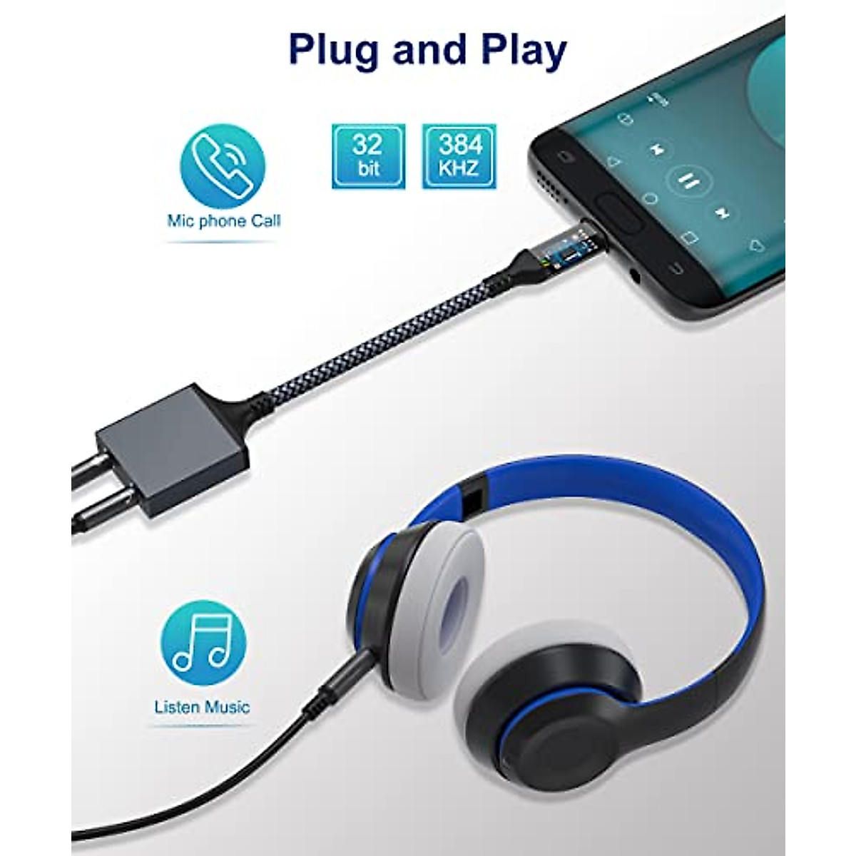 iAlegant USB C Microphone Adapter, USB C to Dual 3.5mm Female Aux Headphone Adapter, USB C to 3.5mm Splitter Mic Audio Adapter for Samsung S21 Note 20, Pixel 4 3 XL, iPad Pro 2020,MacBook Pro