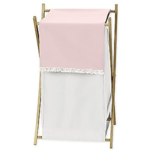 Sweet Jojo Designs Boho Chic Pink Modern Pastel Baby Kid Clothes Laundry Hamper - Bohemian Geometric Elegant Cream Off White Ivory Mid Century Retro Abstract Tuft Tufted for Color Block Collection