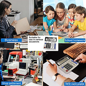 Desk Calculator 12 Digit Extra Large 4.3-Inch LCD Display, Two Way Power Battery and Solar Calculators Desktop, Big Buttons Easy to Press Used as Office Calculators for Desk