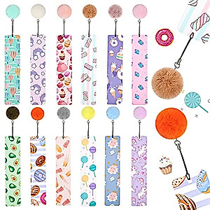 12 Pieces Kids Bookmarks, Cute Bookmarks for Kids Girls, Bookmarks Gifts for Women, Girls, Teens, Rulers for Kids, Animal Bookmarks, Party Favors School Classroom Reading Presents (Pom Pom Style)