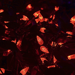 Twinkle Star 50 LED C6 Halloween String Lights, 17ft Battery Operated Fairy Lights with 8 Lighting Modes, Indoor Outdoor Black Wire Lights for Patio Garden Party Wedding Christmas Decoration, Orange