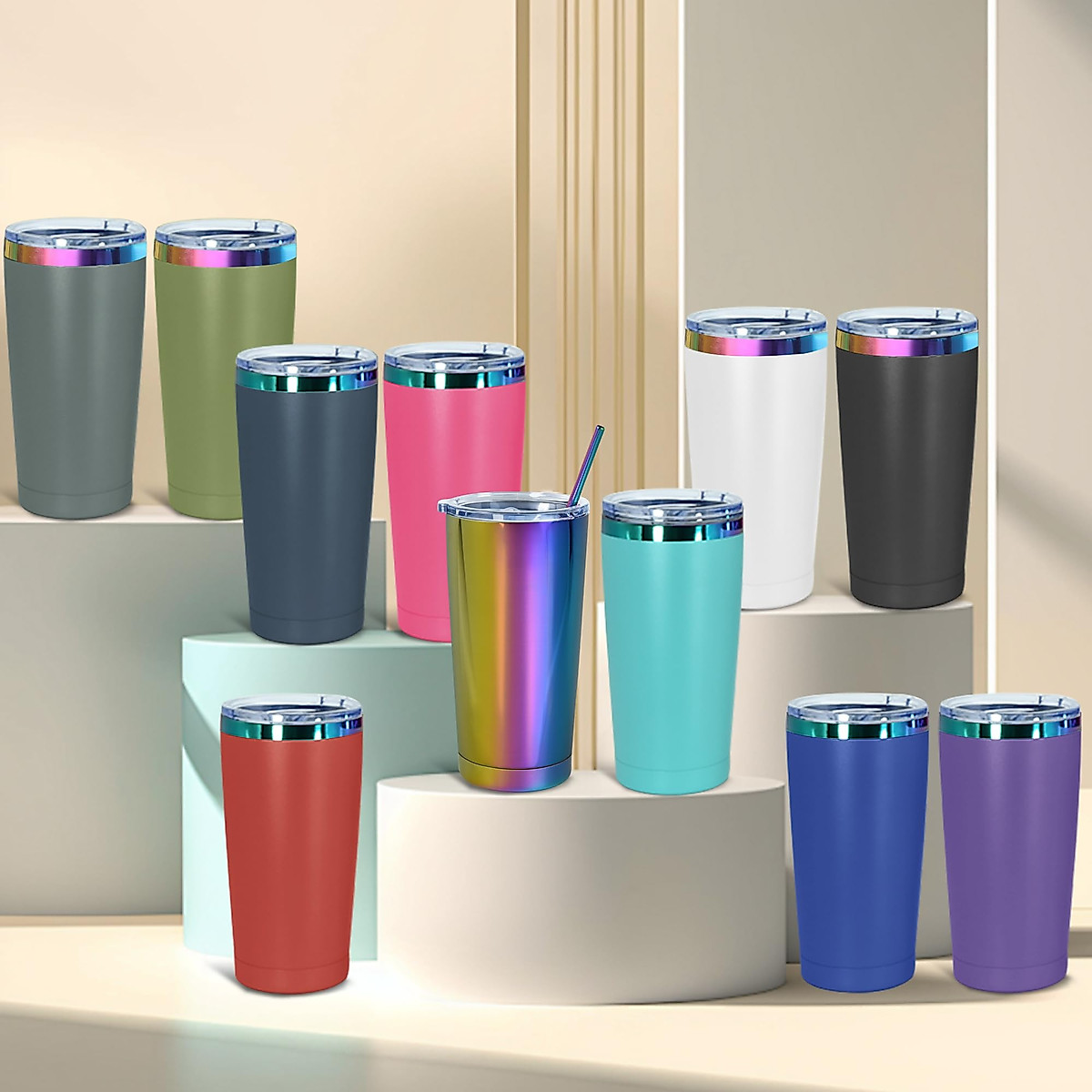 Icesip 20oz Tumbler with Lid And Straw,Stainless Steel Vacuum Insulated Mug,Double Wall Vacuum Insulated Coffee Cups for Cold & Hot Drinks,Insulation Travel Tumblers Cups