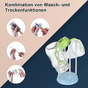 luluan Baby Bottle Brush Cleaning Kit with Drying Rack, Baby Bottles Silicone Brushes for Cleaning Baby Bottles, Bottle Cleaner Brush 6-Set for Cleaning Glass Bottles Plastic Bottles Metal Bottles