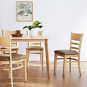 Livinia 5-Piece Dining Table Set, Canberra 47.2" Table (Natural-Oak) Cabin Chair (Natural) Set for Four
