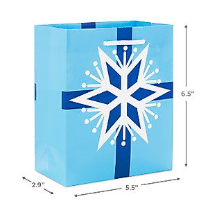 Hallmark 6" Small Holiday Gift Bags (Pack of 5) Blue Winter Scenes, Stripes, Snow