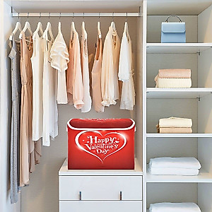 senya Storage Bins with Lids Foldable Storage Baskets Storage Cubes Collapsible Closet Organizer Containers with Cover Happy Valentine's Day for Home Office Organizer Closet, Shelves, Toy, Nursery