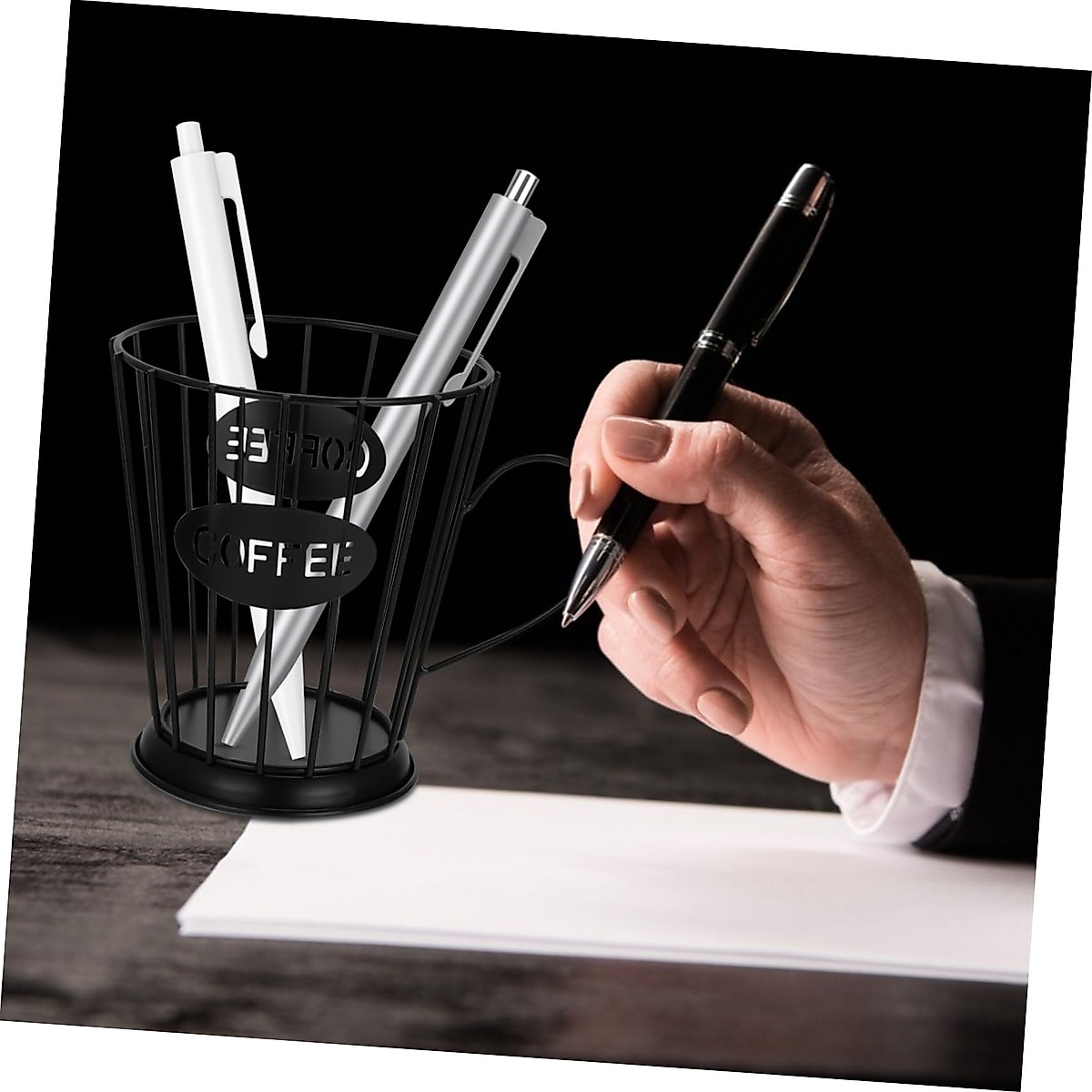 SHOWERORO Storage Basket Fruit Serving Basket Capsule Holder Coffee Station Organizer Coffee Storage Cup Metal Wire Cup Coffee Holder Basket Metal Wire Mug Counter Wire Basket Iron Office