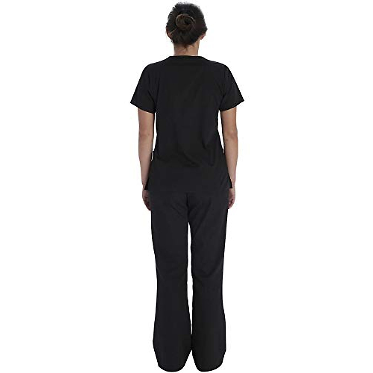 Vital Threads Womens Scrubs Set V-Neck Top & Drawstring Pant, VT512C, L, Black