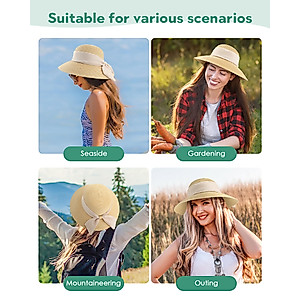 UWILL Cute Sun Hat Womens Wide Brim Foldable Straw Hats Beach Sun Hats for Women Floppy Summer Hats UPF 50+ (as1, Alpha, m, l, Beige) 1