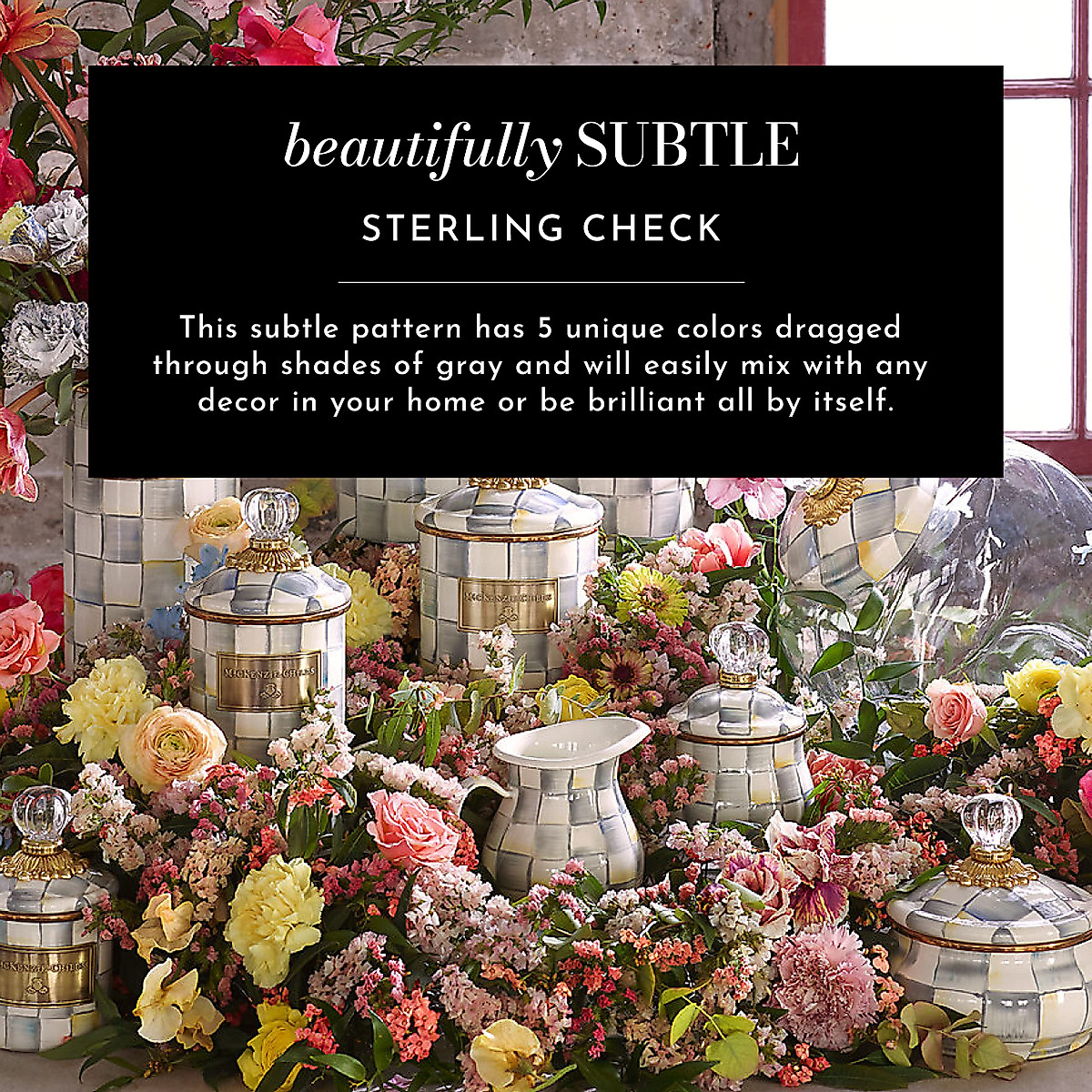 MACKENZIE-CHILDS Sterling Check Serving Platter, Large 16-Inch Enamel Serving Dish