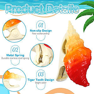 Wavwavw 8 Pcs Shells Beach Towel Clips for Beach Chairs, Beach Towel Clips for Pool Chairs, Lounge Chair Towel Clips, Beach Towel Holder, Drying Racks Windproof Clothes Pins for Patio Beach Pool