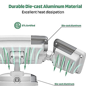 GLORIOUS-LITE 35W LED Dusk to Dawn Security Lights, 3500LM Exterior Flood Lights, IP65 Waterproof Outdoor 3 Adjustable Heads Photocell Lights Fixture, 5500K Daylight White Floodlights for Patio, Yard