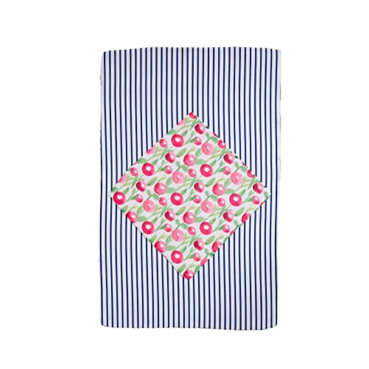 Crae Home Waffle Weave Pattern Microfiber Hand Towel Wash Cloth Set (Indigo/Poppie)