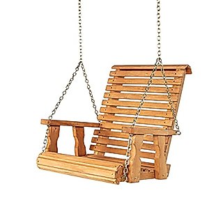 Amish Heavy Duty Roll Back Pressure Treated Swing Chair (Cedar Stain)