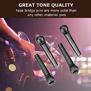 6Pcs Guitar Bridge Pins, Brass Pin Acoustic Guitar Strings Nail Pegs (Black) Ebony Bridge Pins 6 Pacoustic Guitar Strings