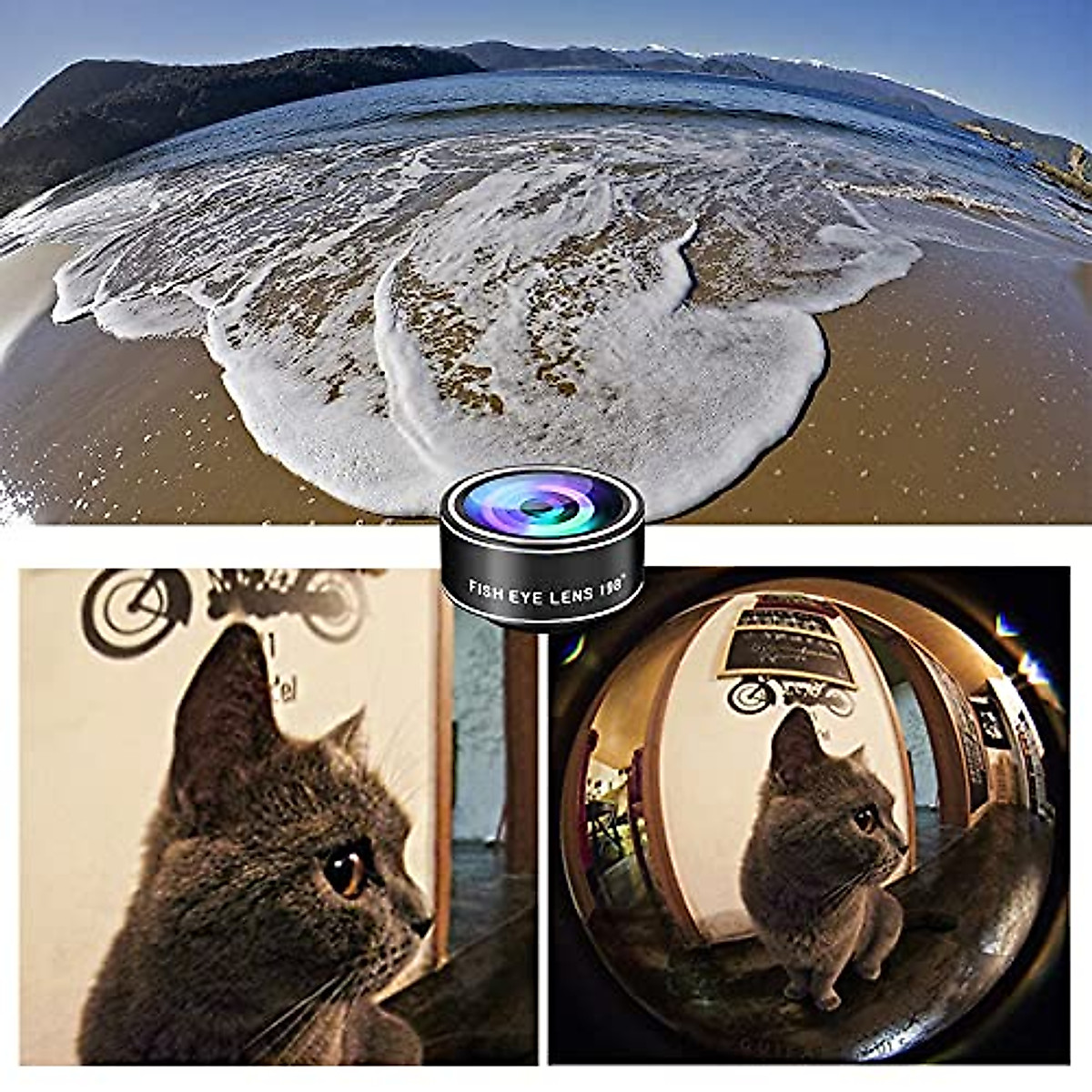 Phone Camera Lens Kit, 11 in 1 Cellphone Lens Kit for iPhone and Android, 0.63X Wide Angle+15X Macro+ 198°Fisheye+Telephoto+CPL/Flow/Radial/Star/Soft Filter+Kaleidoscope Lens