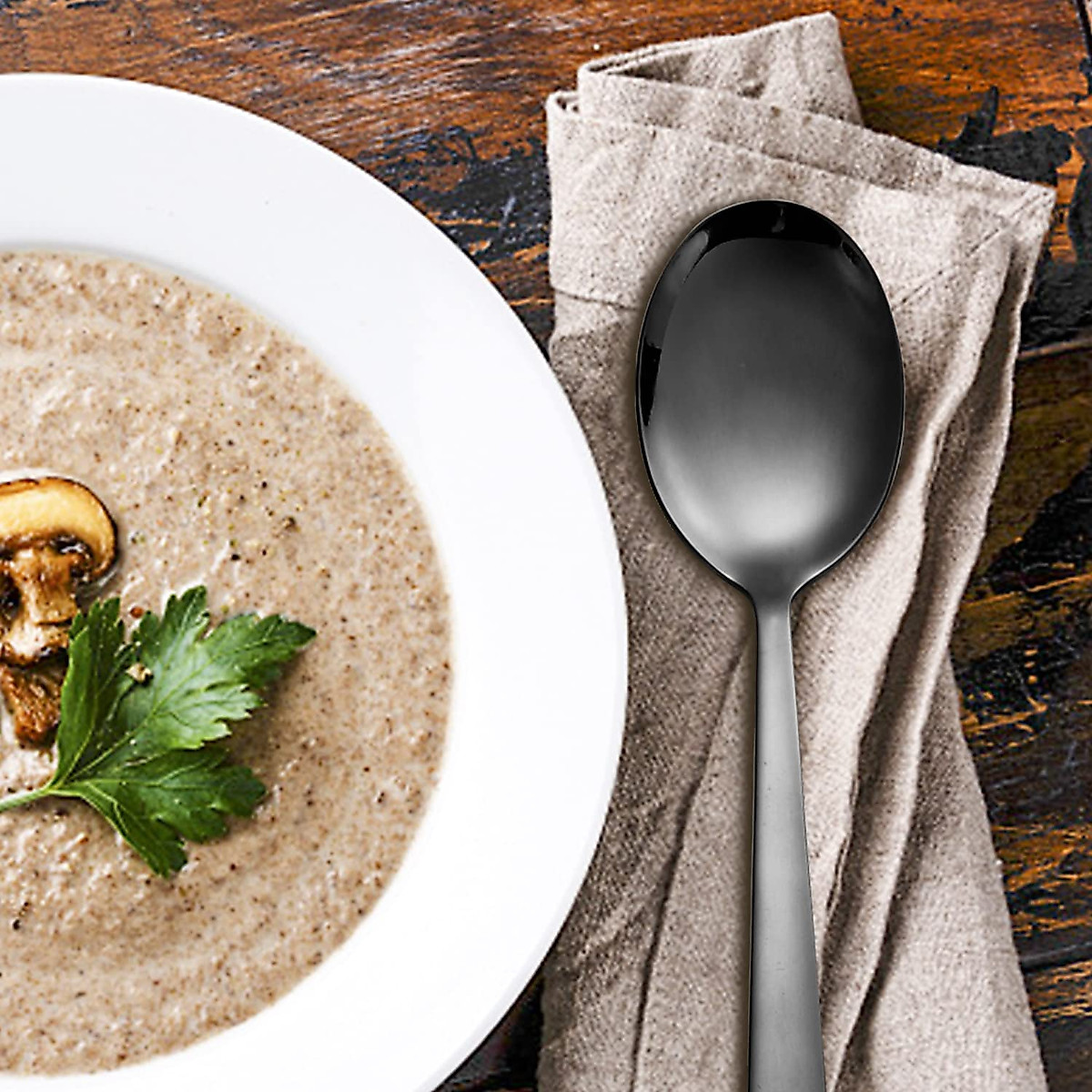 48 Piece Black Silverware Set for 8, RAEEK Stainless Steel Cutlery Flatware Set with Organizer, Mirror Polished Kitchen Utensils Tableware Sets, Include Fork Knife Spoon Set