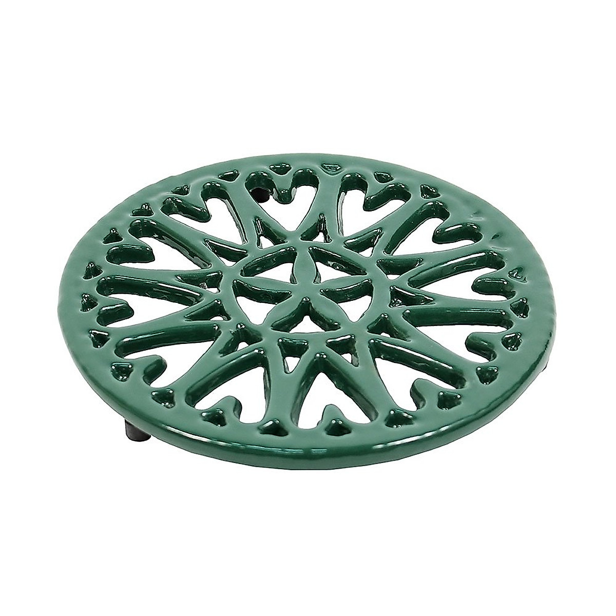 Minuteman International Sunburst, Green woodstove Tabletop cast Iron Trivet, 7" Diameter
