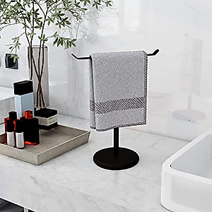 Bathroom Hand Towel Holder,Yelinkws T-Shape Hand Towel Rack, Hand Towel Stand with Wood Base,Freestanding Towel Racks for Bathroom,Kitchen