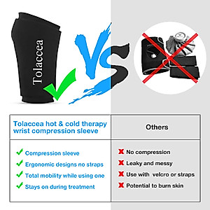 Tolaccea Wrist Ice Pack Wrap & Heating Pad Microwavable Hot & Cold Therapy Wrist Brace for Pain Relief of Carpal Tunnel, Rheumatoid Arthritis, Tendonitis, Sports Injuries, Swelling, Bruises & Sprains